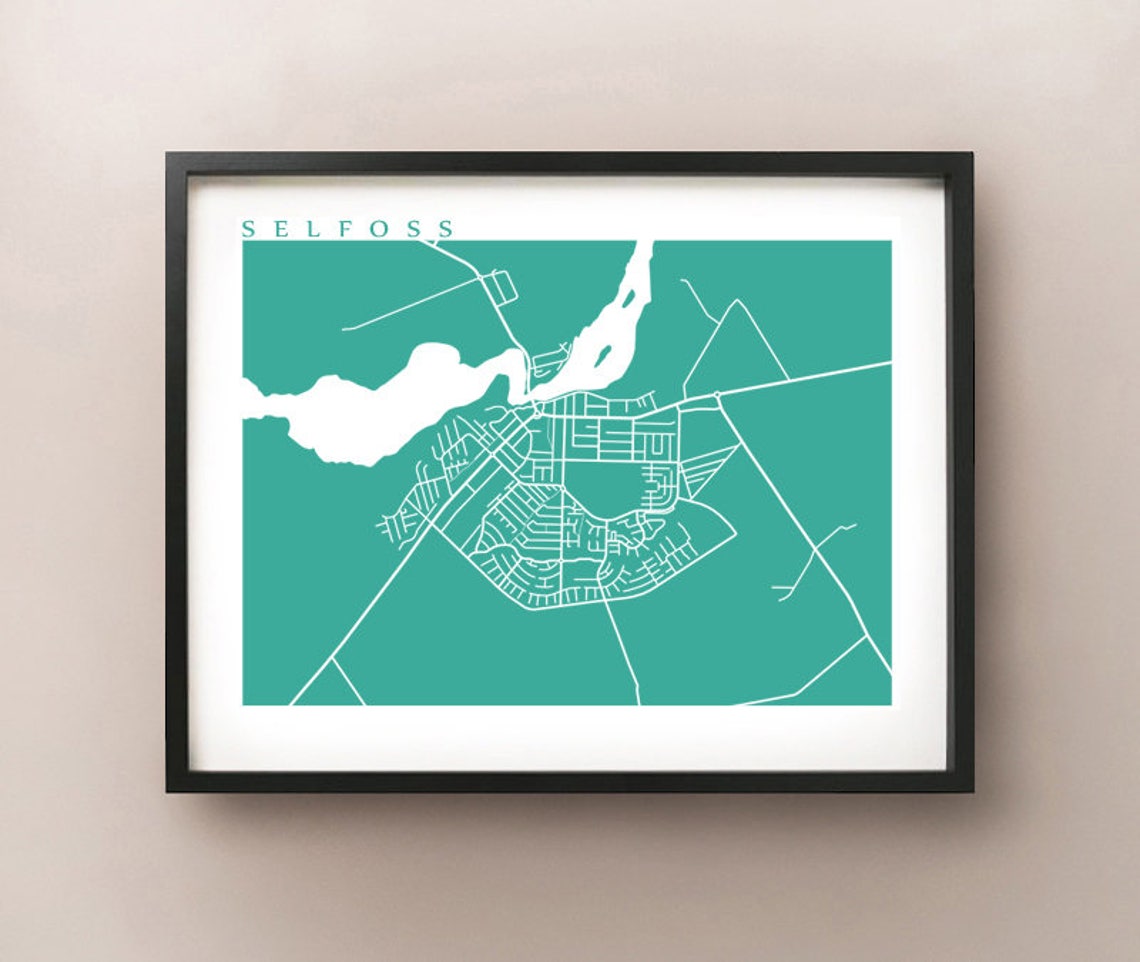 Selfoss Map Print Iceland Poster - Etsy