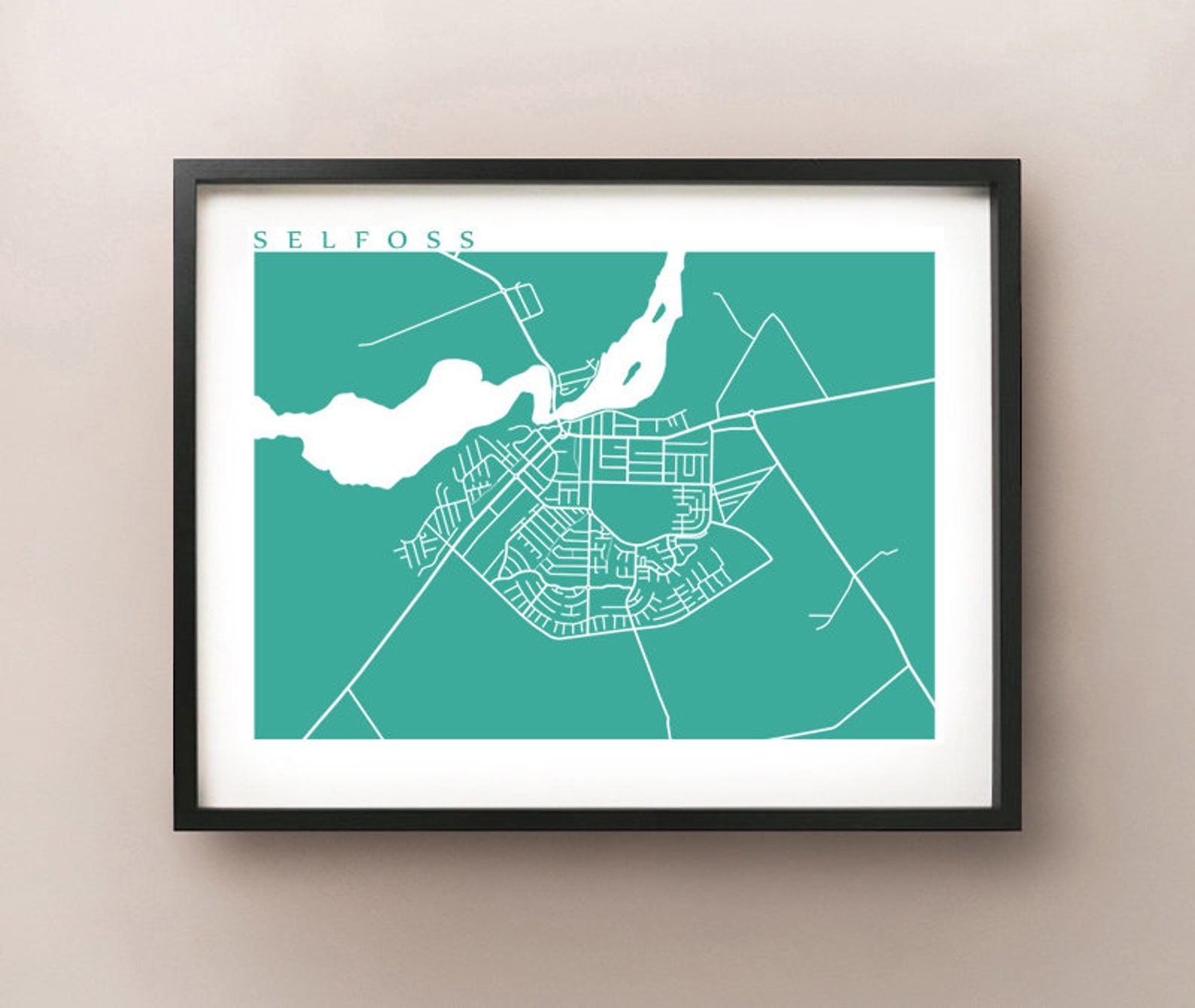 Selfoss Map Print Iceland Poster - Etsy