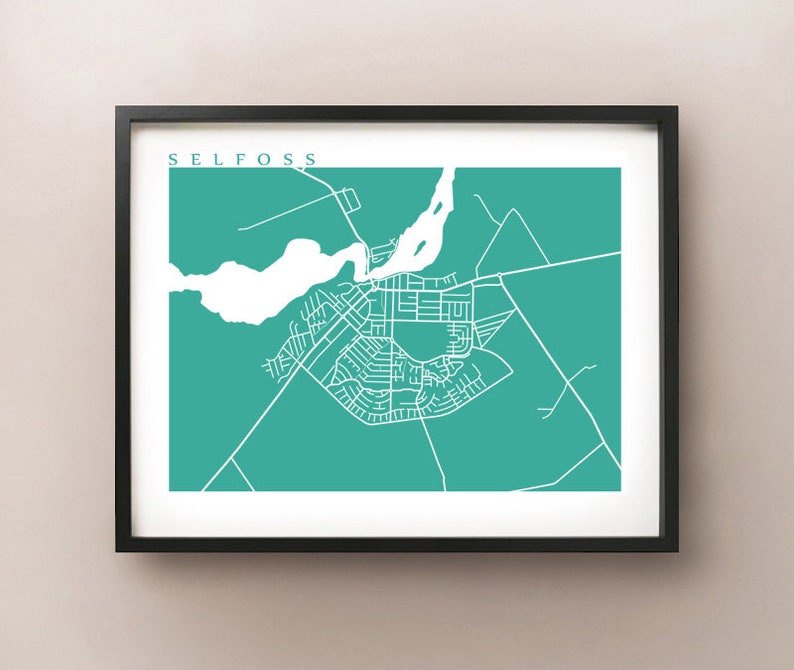 Selfoss Map Print Iceland Poster | Etsy