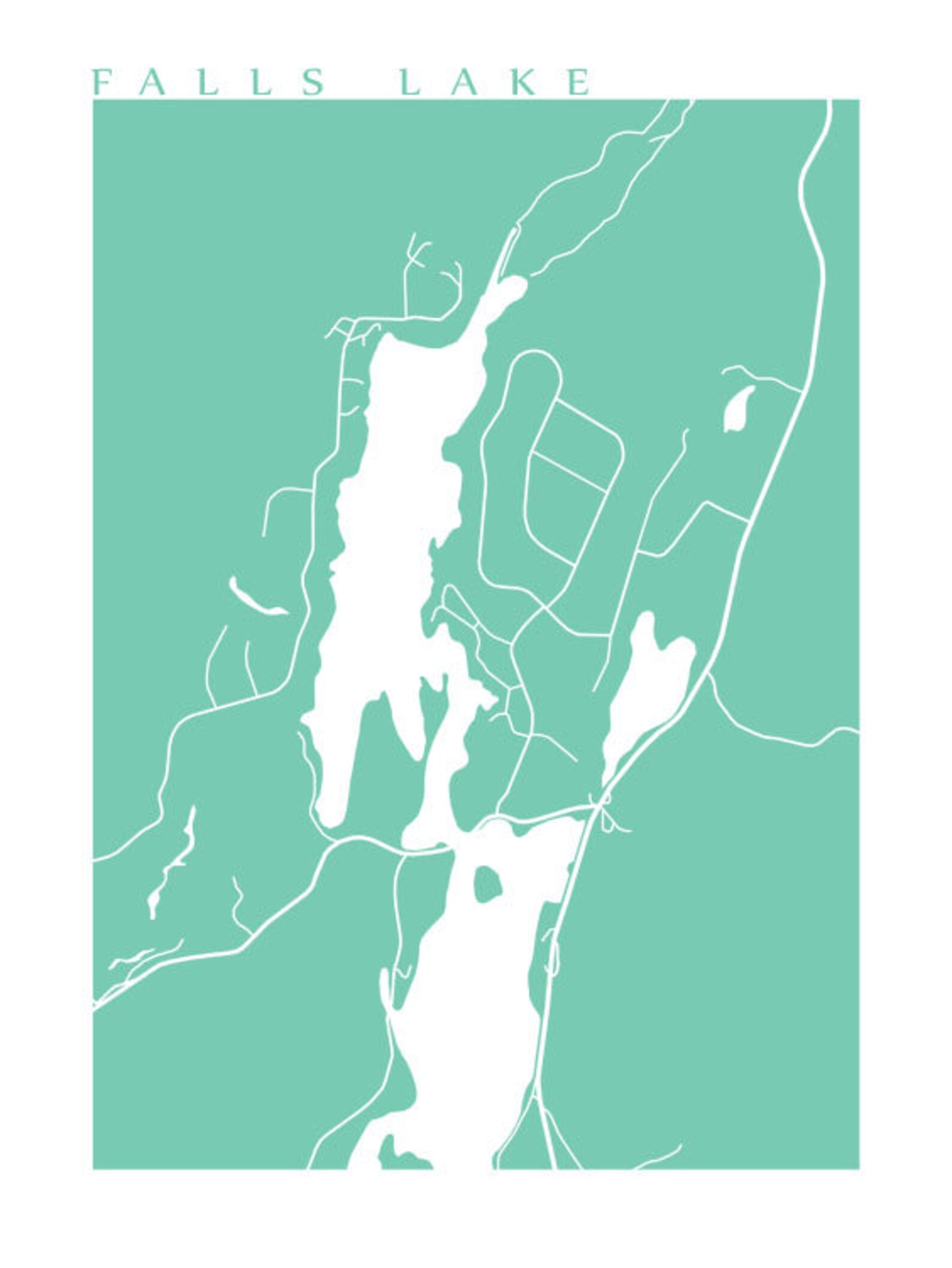 Falls Lake, Mockingee Lake - Nova Scotia Map Print - Etsy