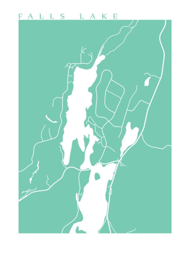 Falls Lake, Mockingee Lake - Nova Scotia Map Print - Etsy