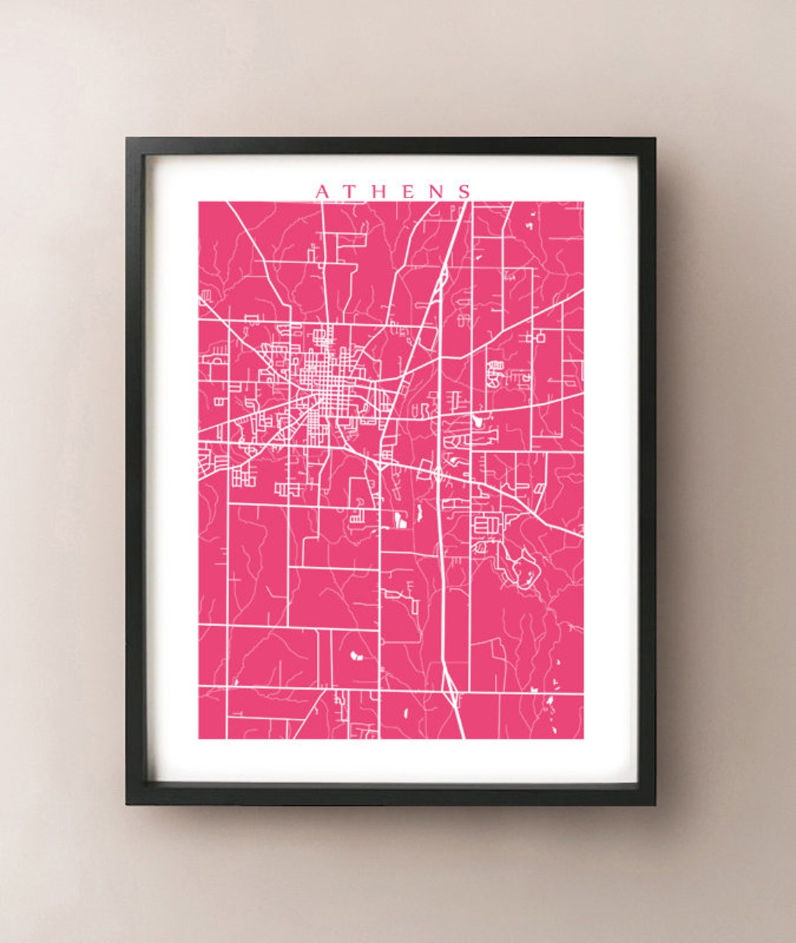 Athens AL Map Print Alabama Poster - Etsy