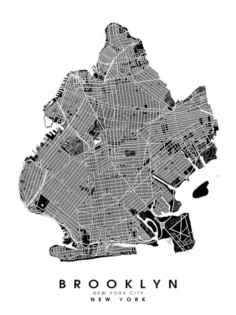 Brooklyn, NY - Kings County - City Limits Map Print - Etsy
