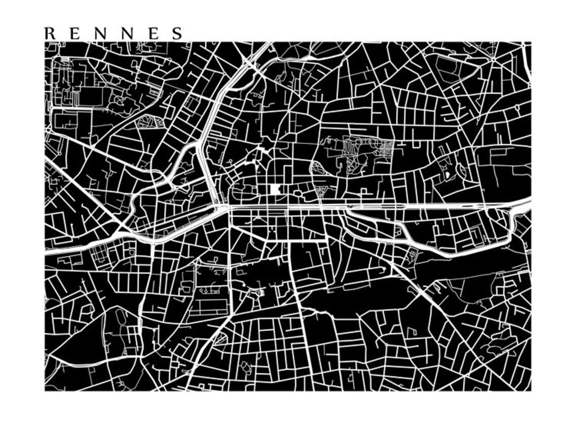 Rennes Map Print France Art Poster | Etsy