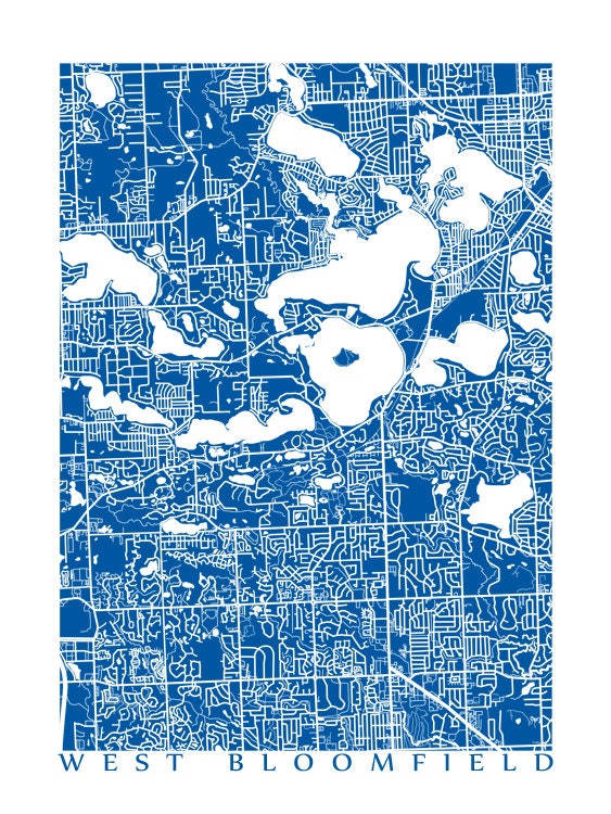 West Bloomfield Township MI Map Michigan Poster | Etsy