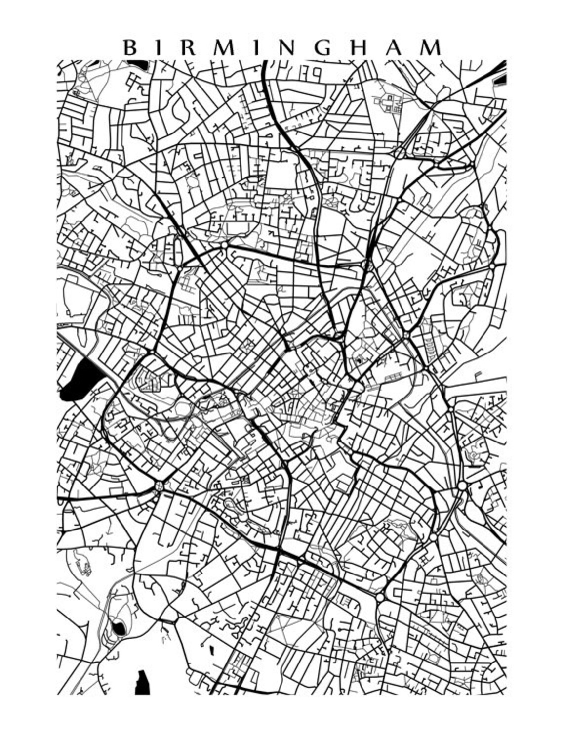 Birmingham Map Print England Poster - Etsy Canada