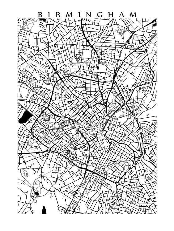 Birmingham Map Print England Poster - Etsy Canada