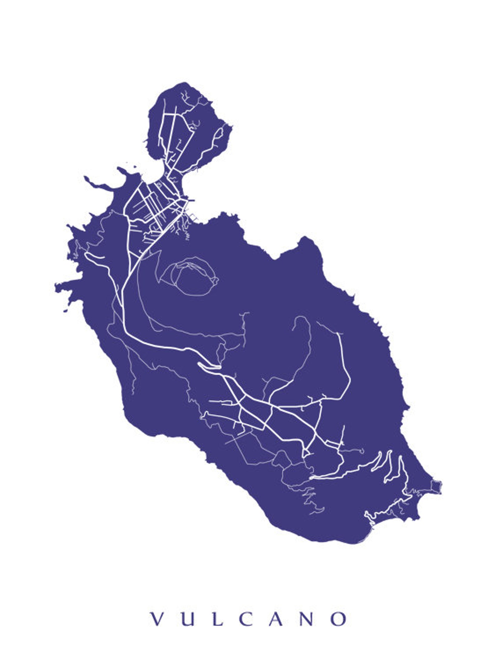 Vulcano Italy Map Print Isola Di Vulcano | Etsy