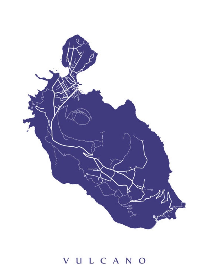Vulcano Italy Map Print Isola Di Vulcano | Etsy
