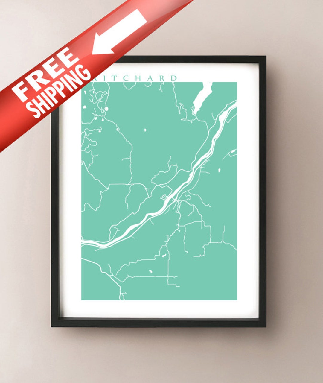 Pritchard, BC Map Poster Print - British Columbia, Canada - Etsy