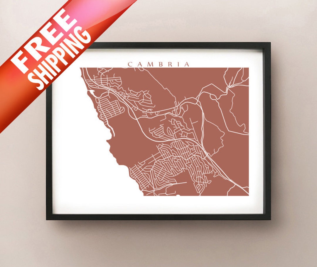 Cambria Map Print - California Poster - Etsy