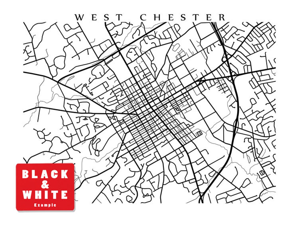 West Chester PA Map Pennsylvania Poster - Etsy