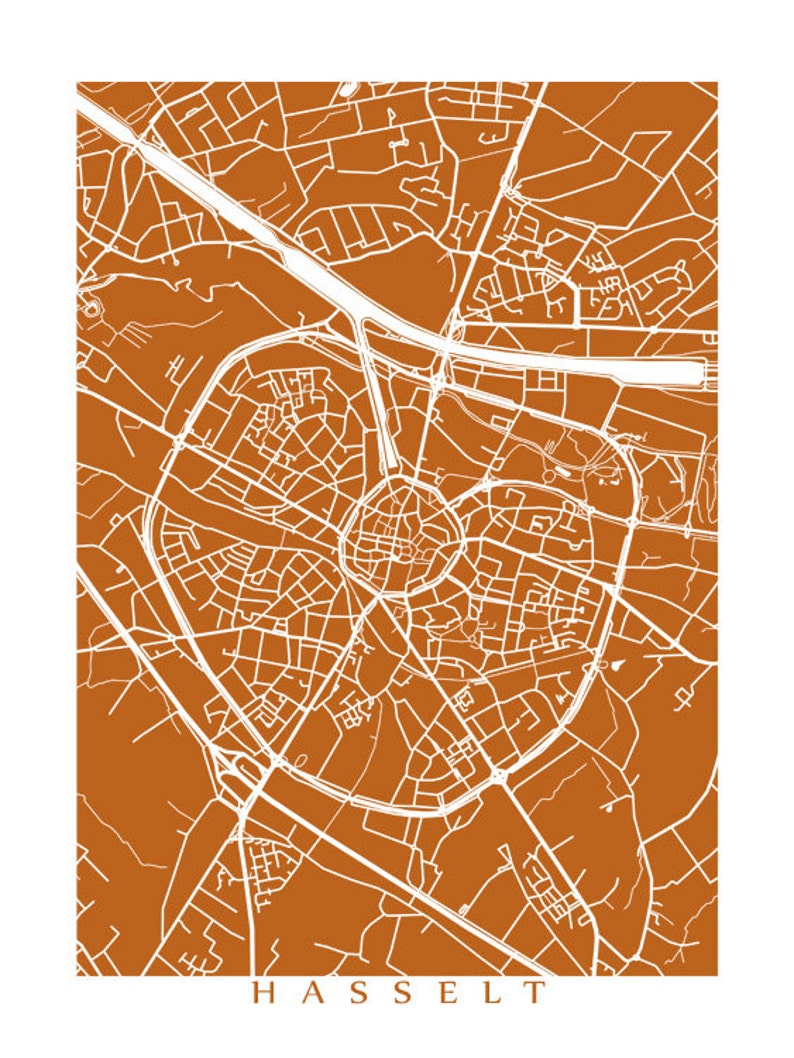 Hasselt Map Print - Hasselt, Limburg, Belgium Poster - Etsy