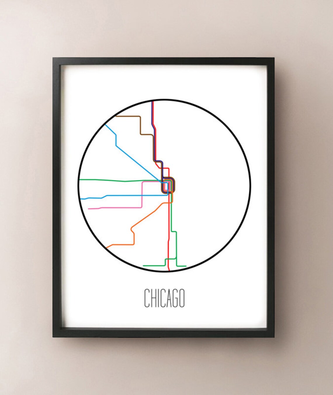 Chicago, Illinois - Minimalist Metro Subway Art Print - Chicago L - Etsy