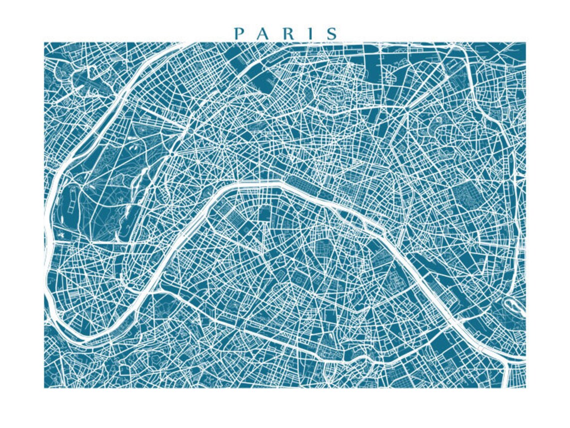 Paris Map Print - Etsy