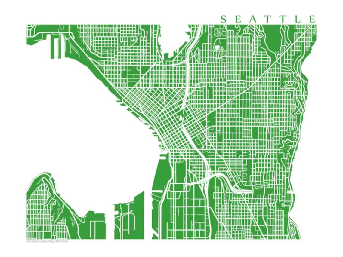 Seattle Map Print Washington Poster | Etsy