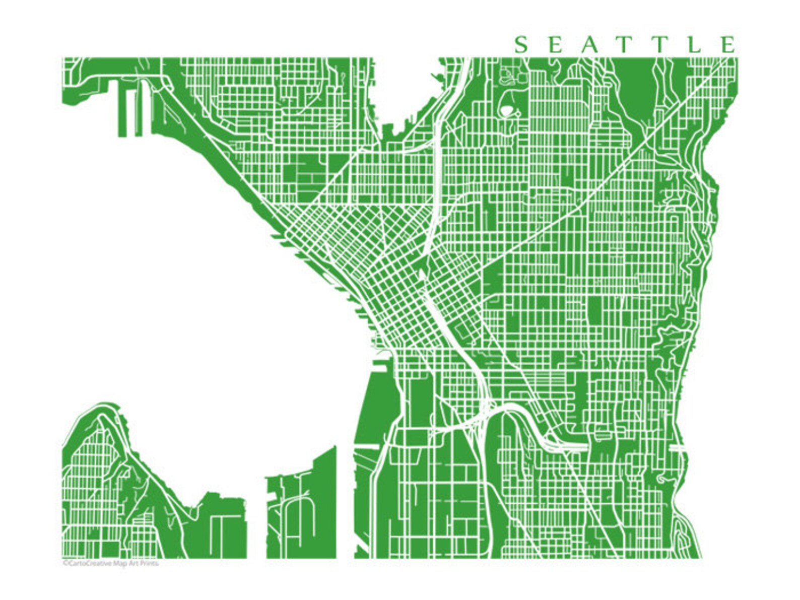 Seattle Map Print Washington Poster | Etsy
