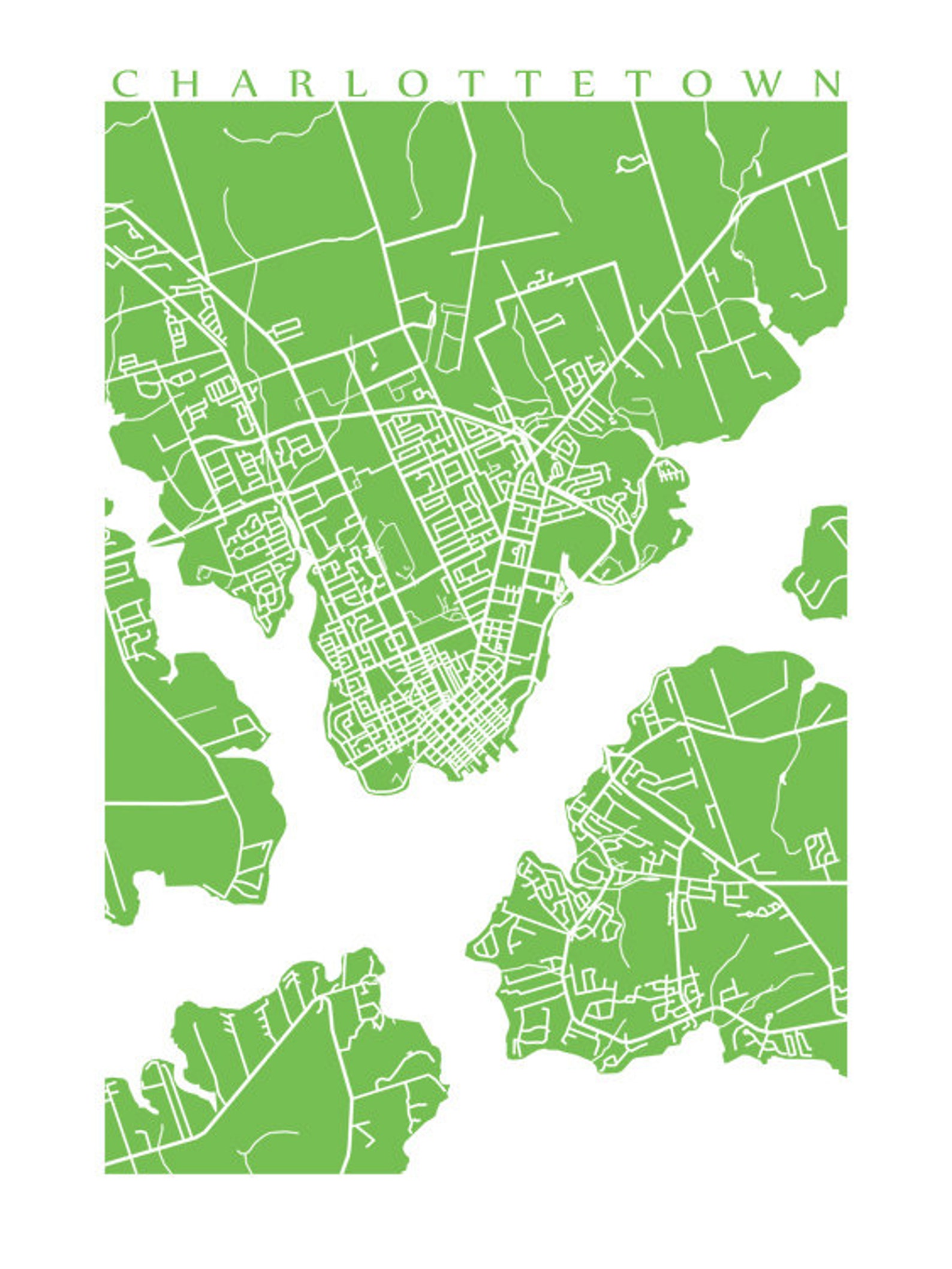 Charlottetown Map - PEI Art Poster - Etsy