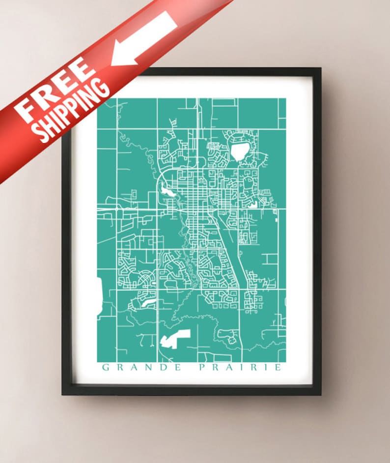 Grande Prairie Map Print Alberta Poster Modern Home Decor - Etsy