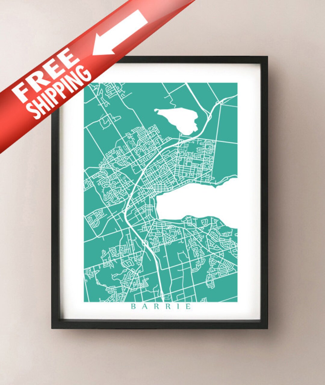Barrie Map Print - Ontario Art Poster - Etsy