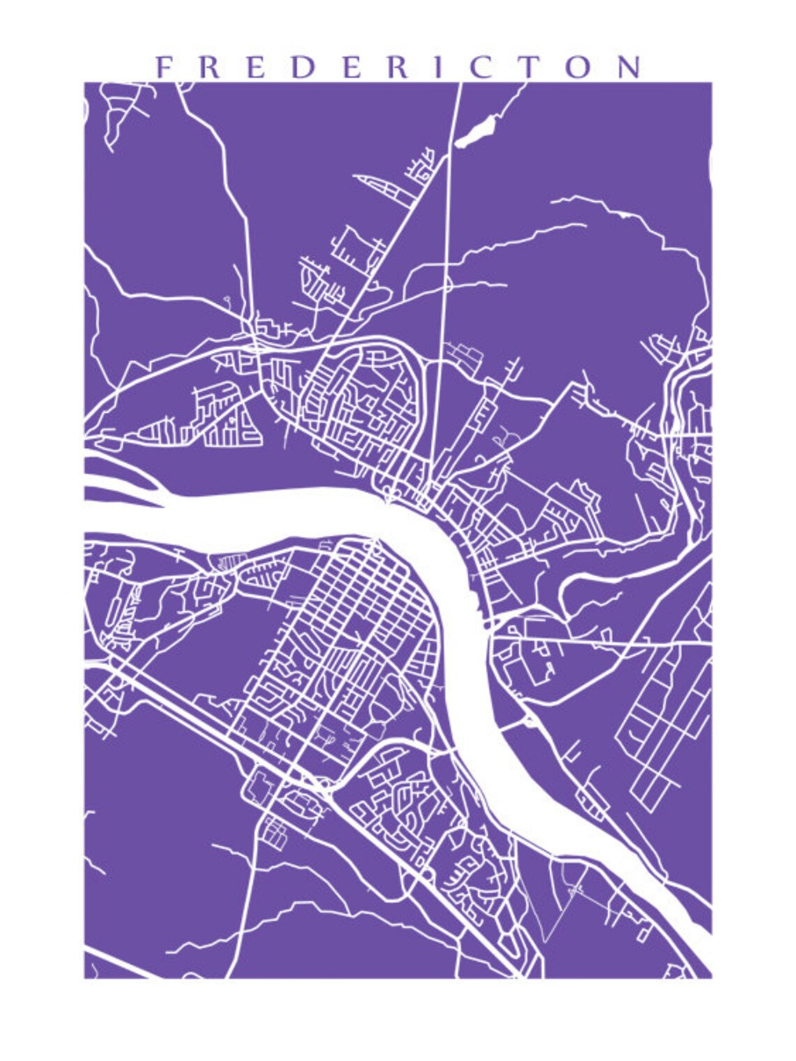 Fredericton Map New Brunswick Art Poster | Etsy