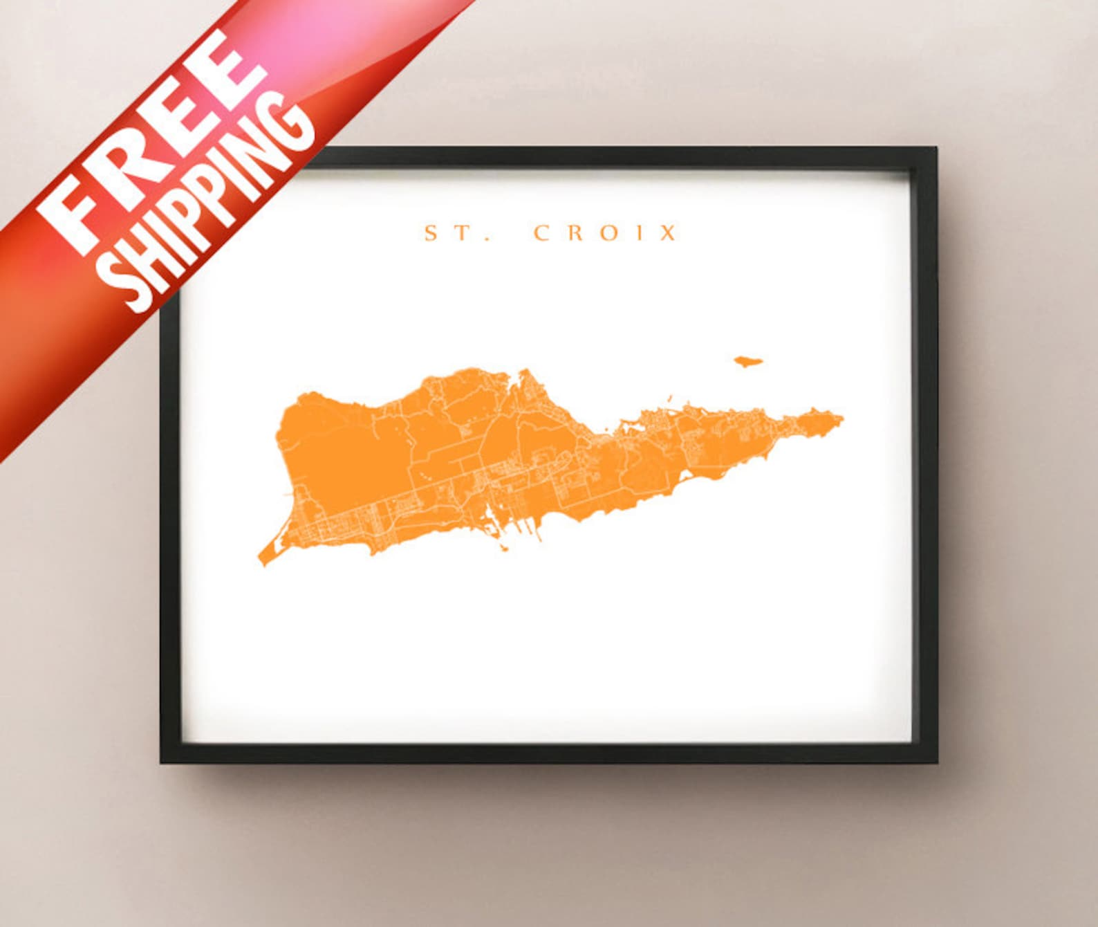 St Croix Map - U.S. Virgin Islands Poster - Choose Color and Size - Etsy