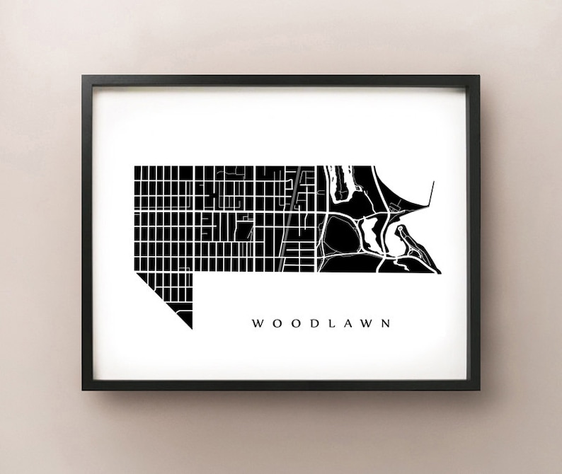Woodlawn Map - Chicago Neighbourhood Art Print - Etsy
