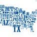 US Stylish State Code Typography Map Print - Etsy