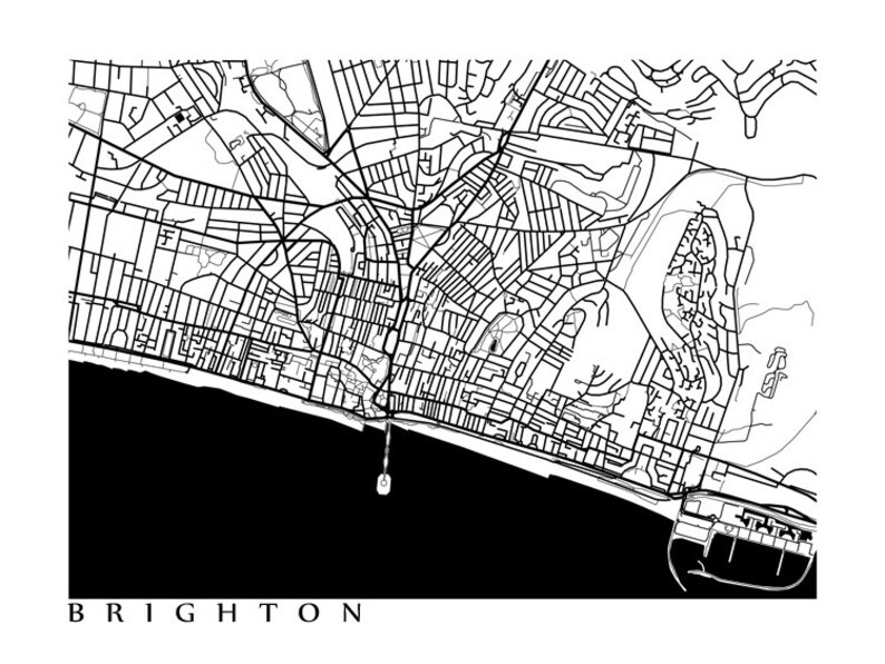 Brighton Map Print UK Wall Art England Poster | Etsy