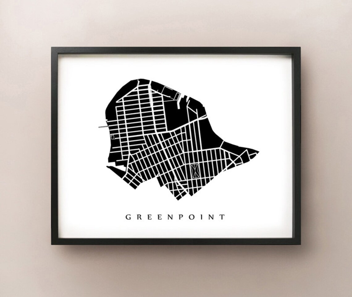 Greenpoint Map Brooklyn NYC Neighborhood Art Print | Etsy