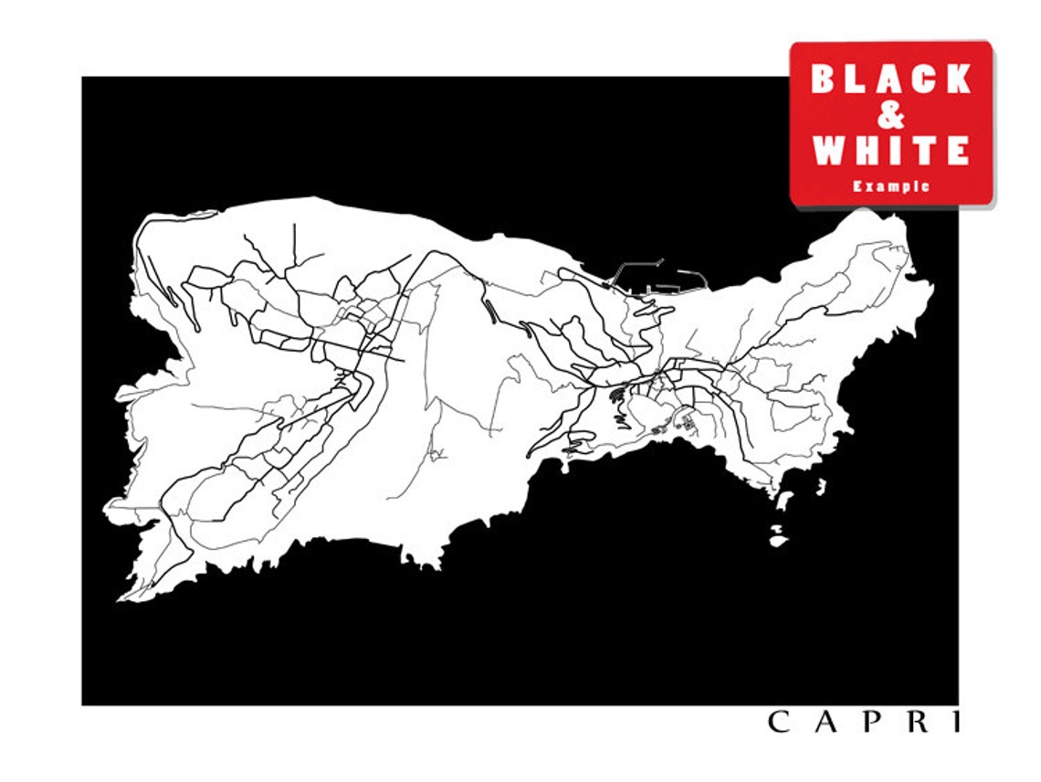 Capri Map Print Italy Poster Italian Home Decor Modern - Etsy