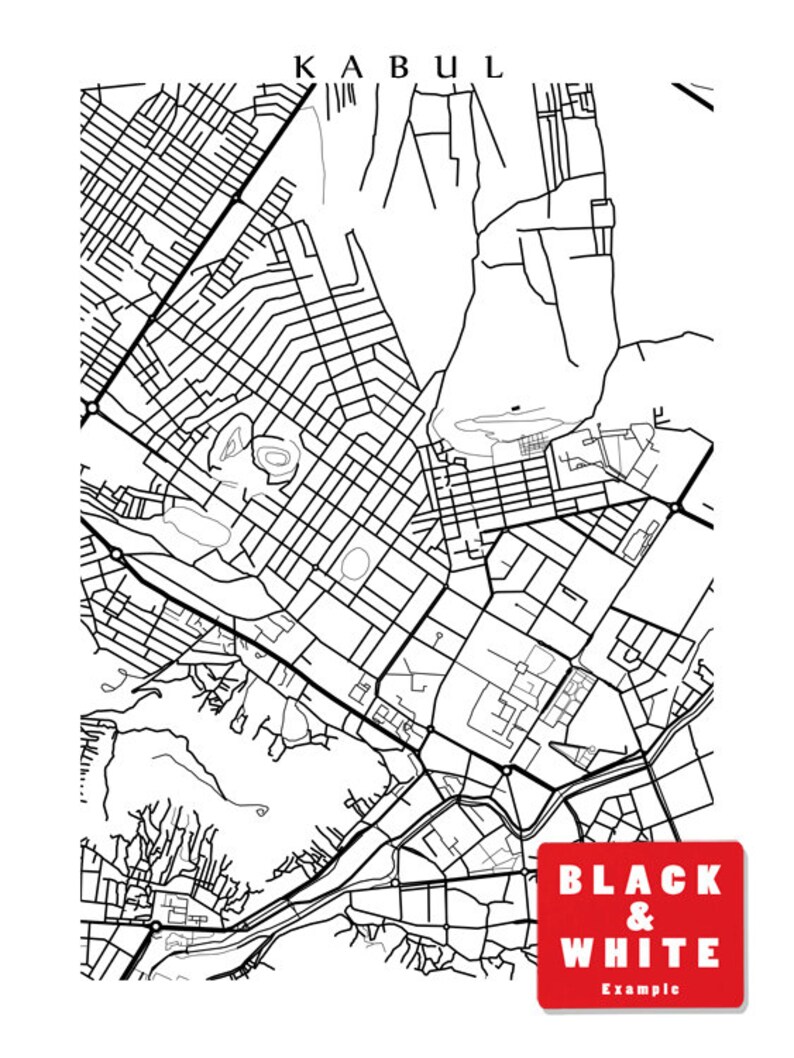 Kabul Map Print - Afghanistan Poster Art - Etsy