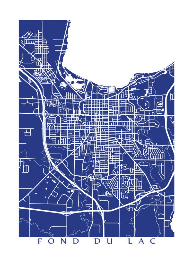 Fond Du Lac, WI Map Print - Wisconsin Poster - Etsy