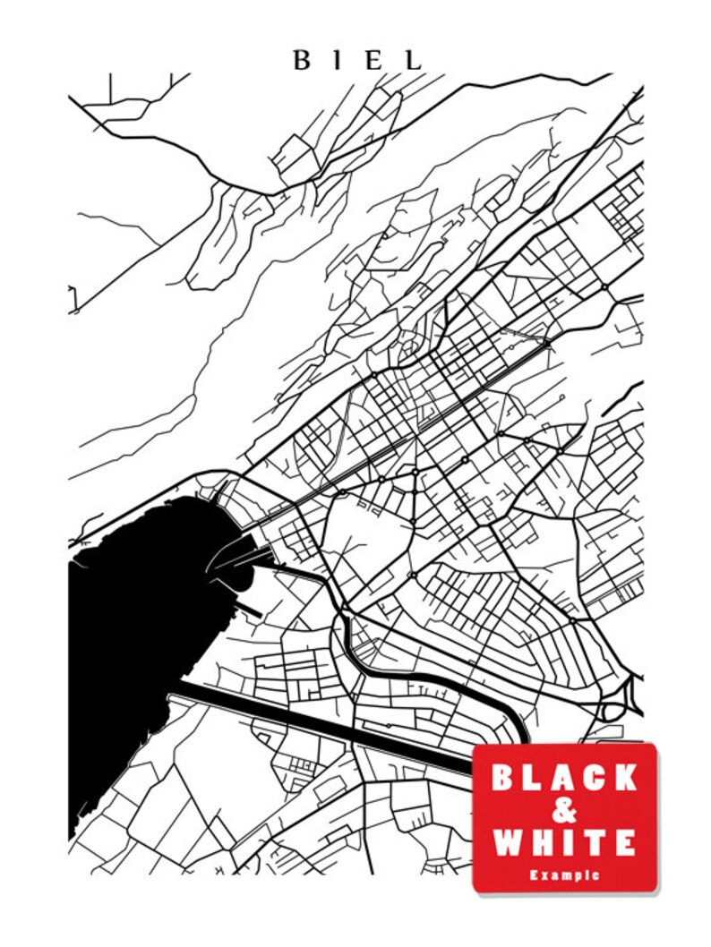 Biel / Bienne Map Switzerland Poster Print - Etsy