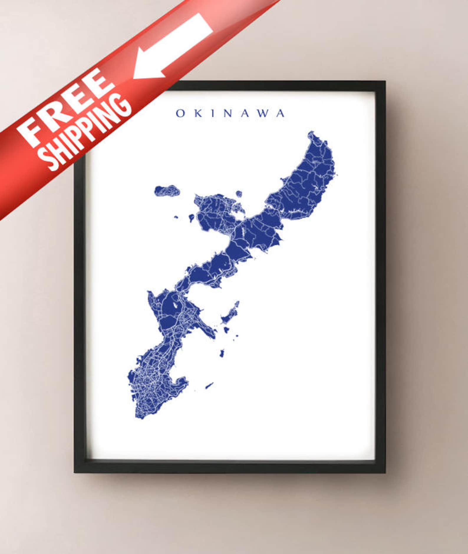 Okinawa Island Map Print - Japan Art Poster - 沖縄 - Etsy