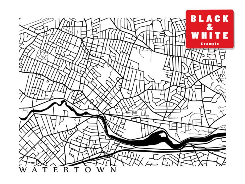 Watertown Map Print Massachusetts Poster - Etsy