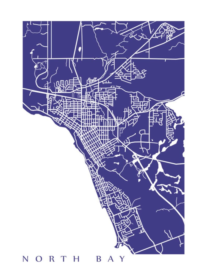 North Bay Map Print Ontario Art Poster - Etsy