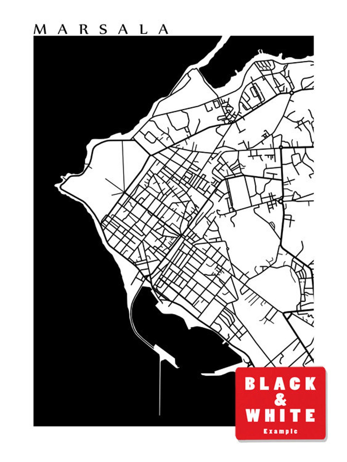 Marsala Sicily Italy Map Print | Etsy