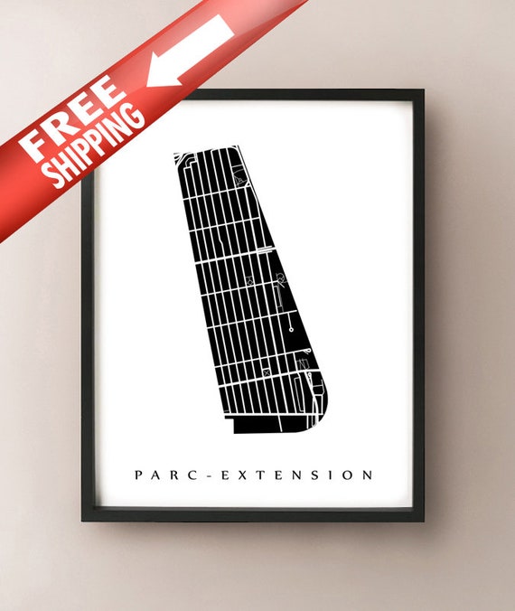 Parc-extension Map Montreal Neighbourhood Art Print | Etsy