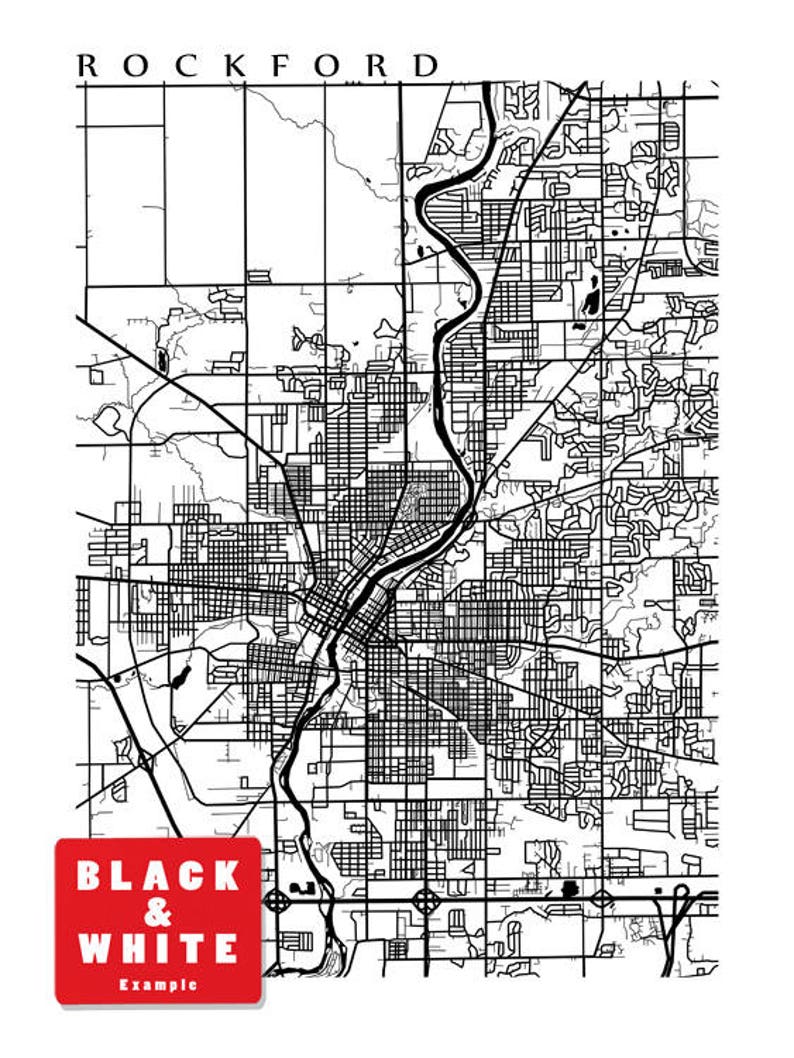 Rockford, IL City Map Print - Etsy UK