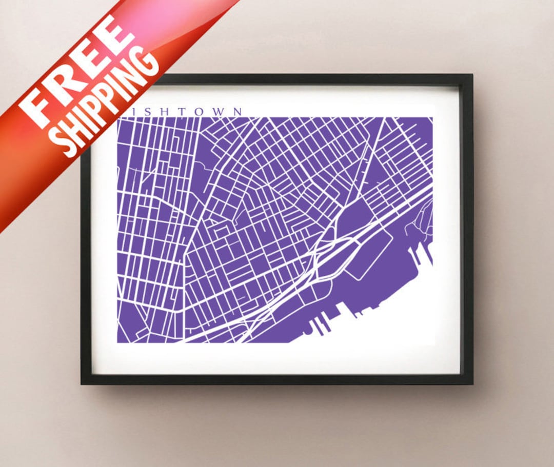 Fishtown, Philadelphia Map Print, Philly Art Poster, Pennsylvania State ...