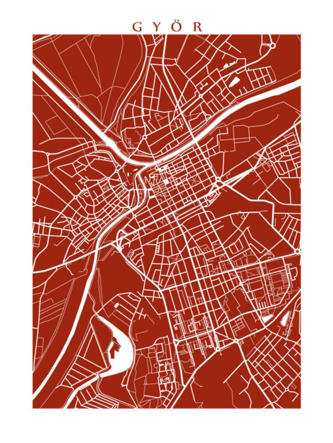 Győr Hungary Map Print - Etsy