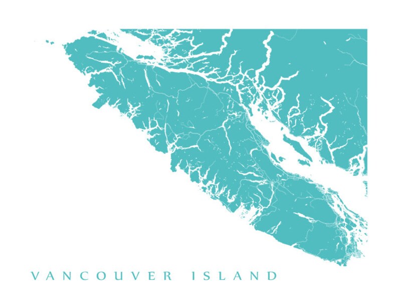 Vancouver Island BC Map Poster Print British Columbia | Etsy