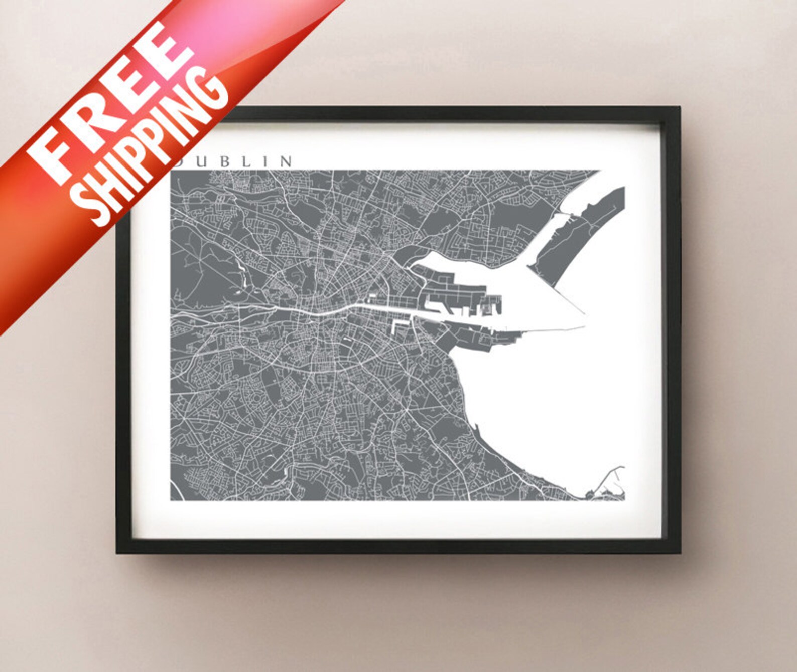 Dublin Map Art Print - Ireland Poster - Choose Your Color and Size - Etsy