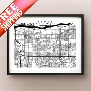 Tempe Map - More Sizes Available - Black and White Wall Art - Etsy