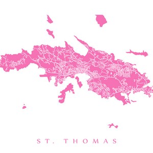 St Thomas Map - U.S. Virgin Islands Poster - Choose Color and Size - Etsy