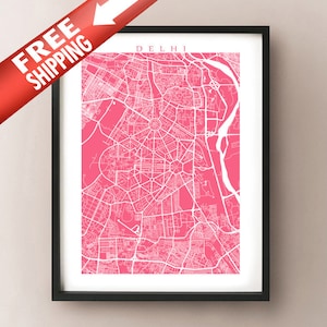 Delhi Map Art Print - India Poster - Etsy