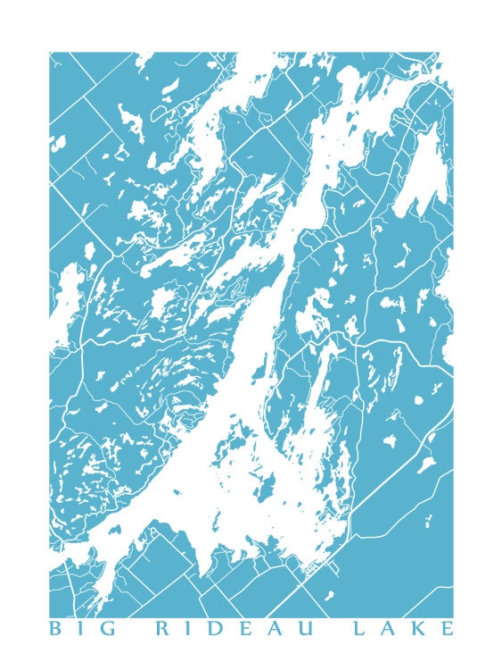 Big Rideau Lake Map - Rideau Lakes, Ontario Print - Etsy