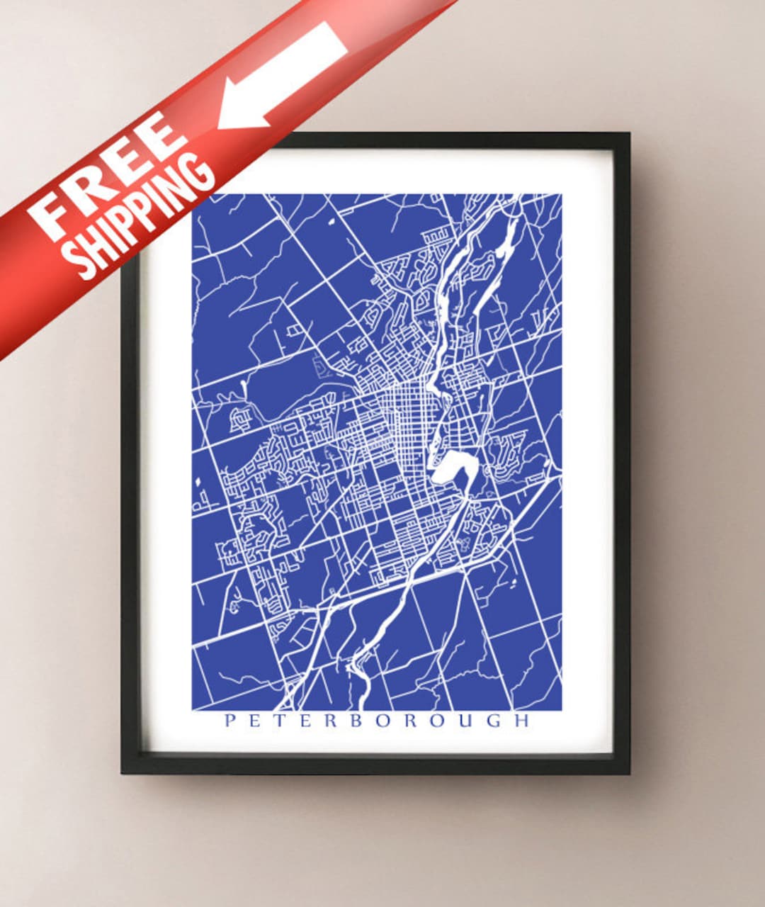 Peterborough Map - Ontario Poster Art - Etsy