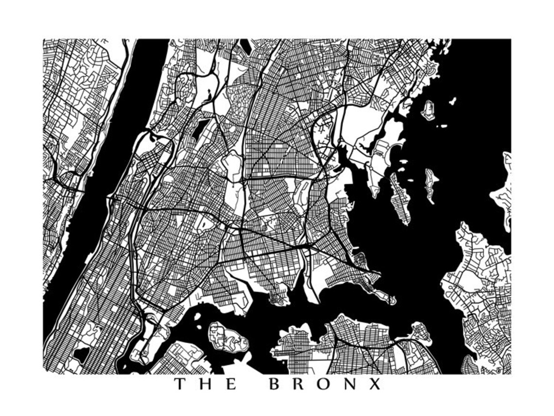 The Bronx Map Print New York Poster - Etsy
